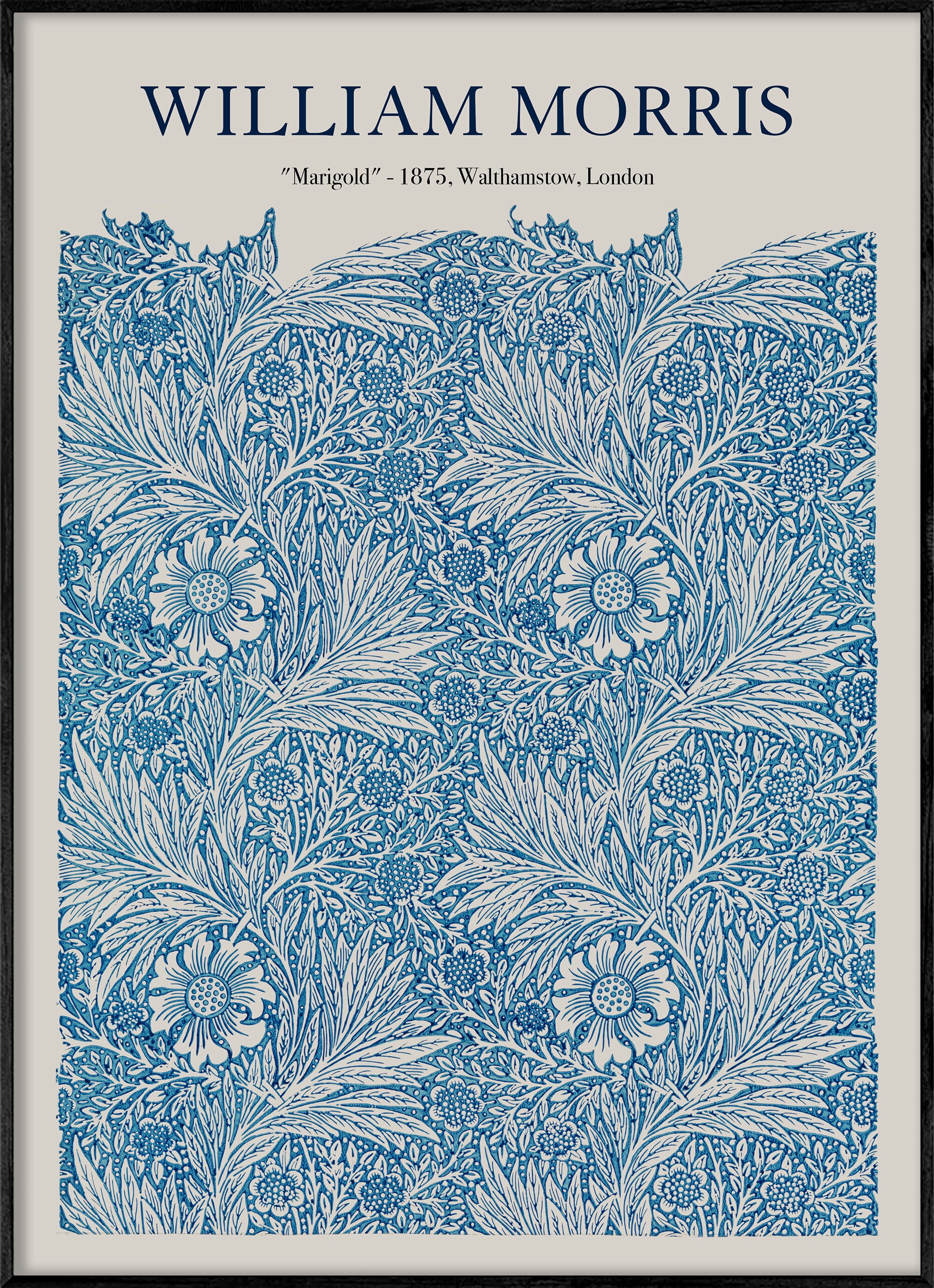 William Morris Blue Marigold Print Vintage Floral Wall Art | Etsy