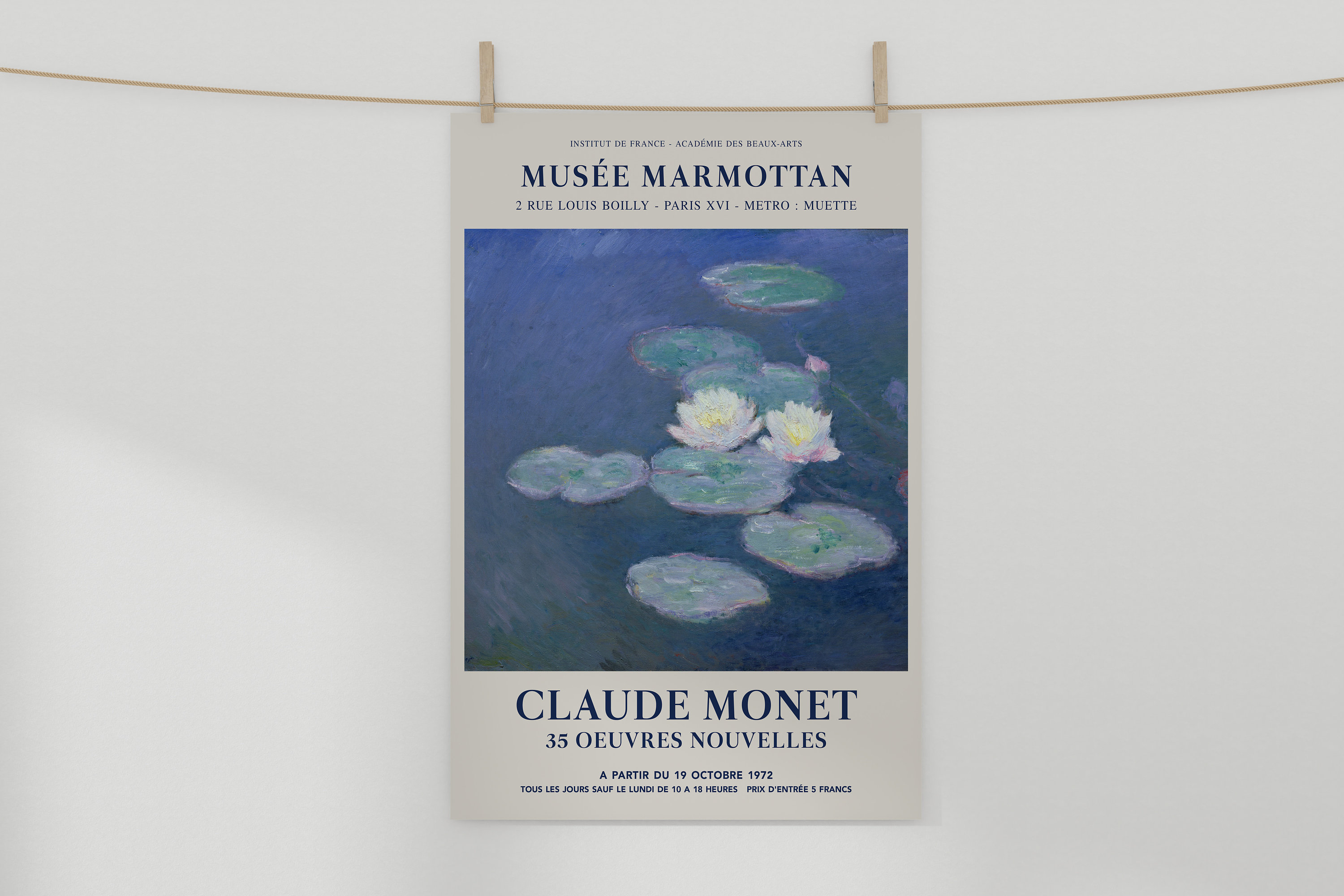 Claude Monet Print Water Lilies Exhibition Poster Blue Wall | Etsy