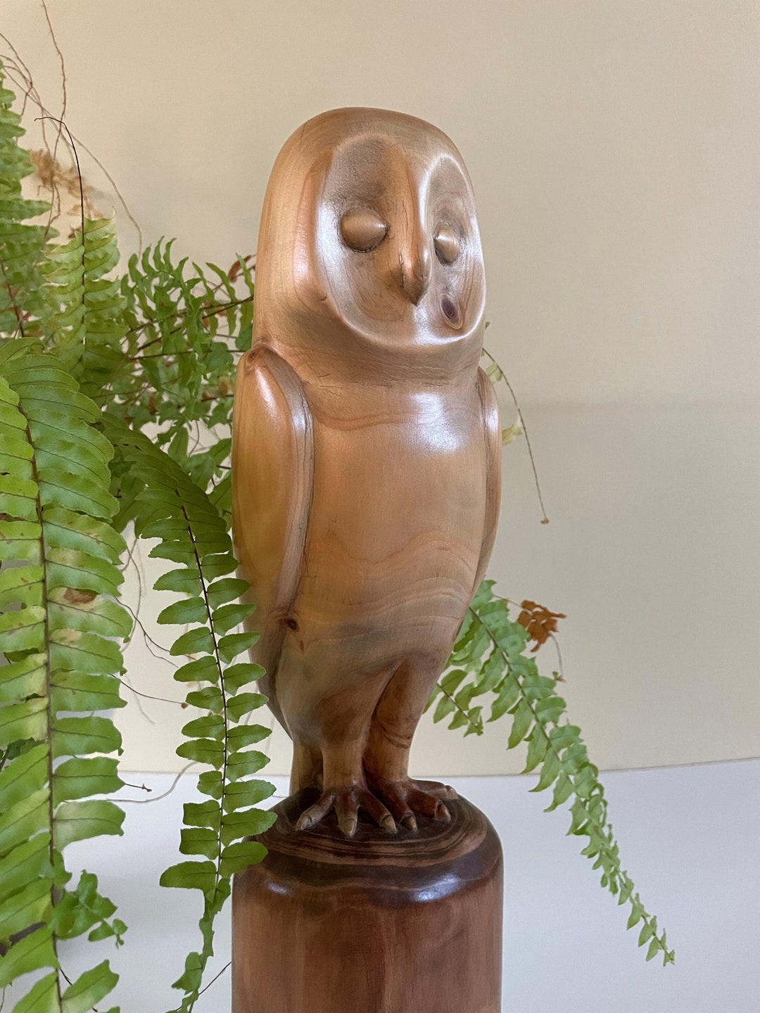 Barn Owl Carving, Wooden Owl Sculpture - Etsy UK