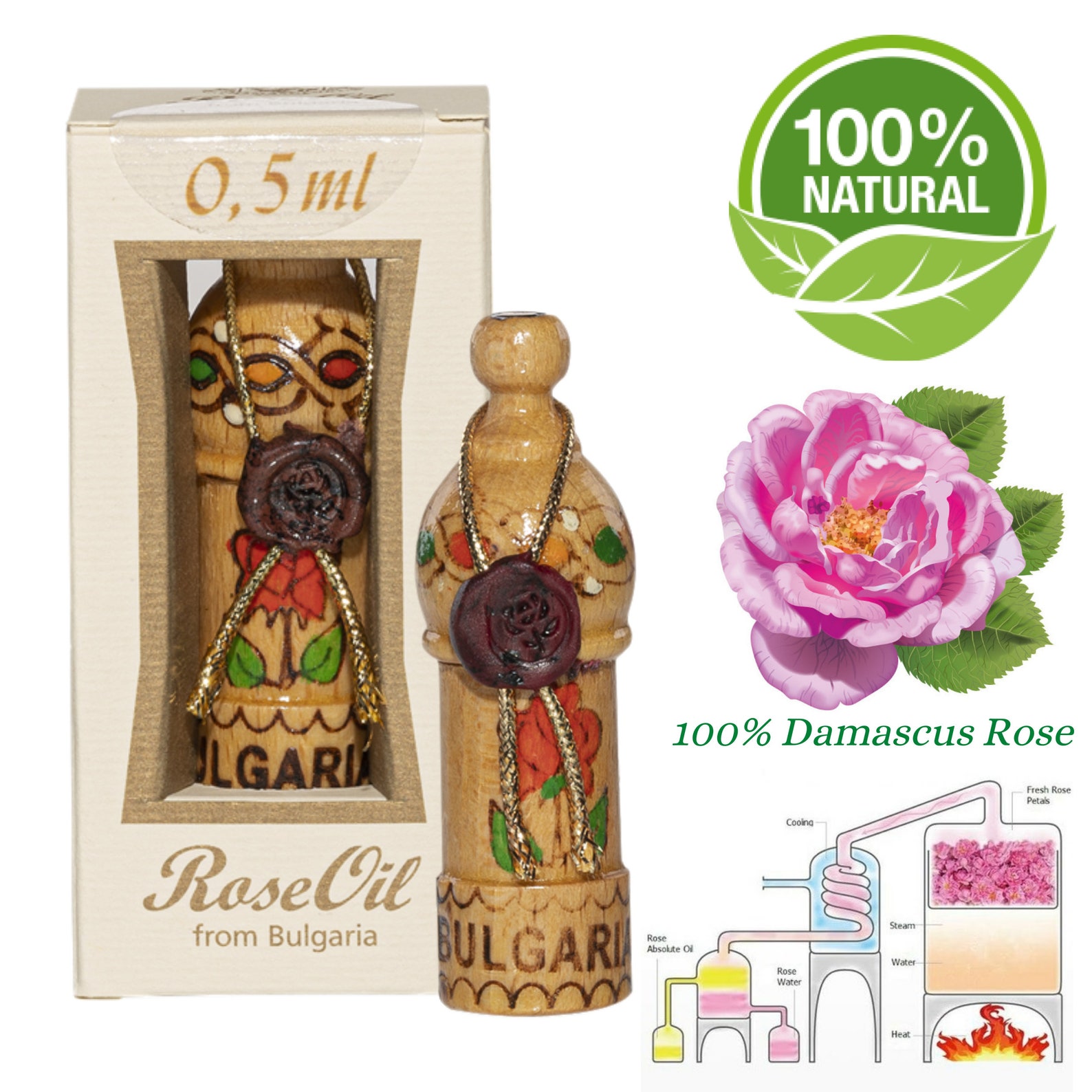 Bulgarian Rose Oil Otto Certified Steam Distilled Damascena Flower ...