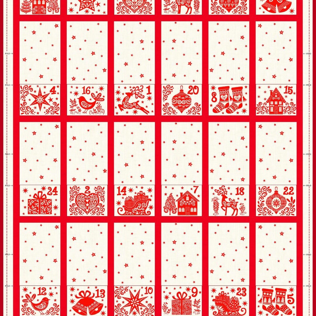 Fabric Advent Calendar Panel, Scandi 2581, Makower, 100% Cotton ...
