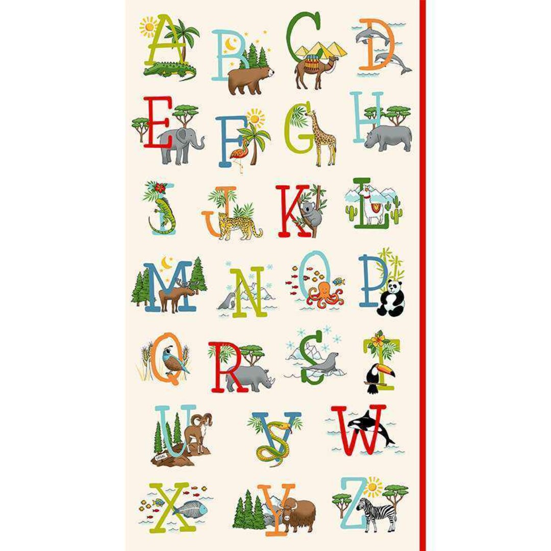 ABC Alphabet Animals Fabric Panel, Makower Cotton, Quilting Project - Etsy