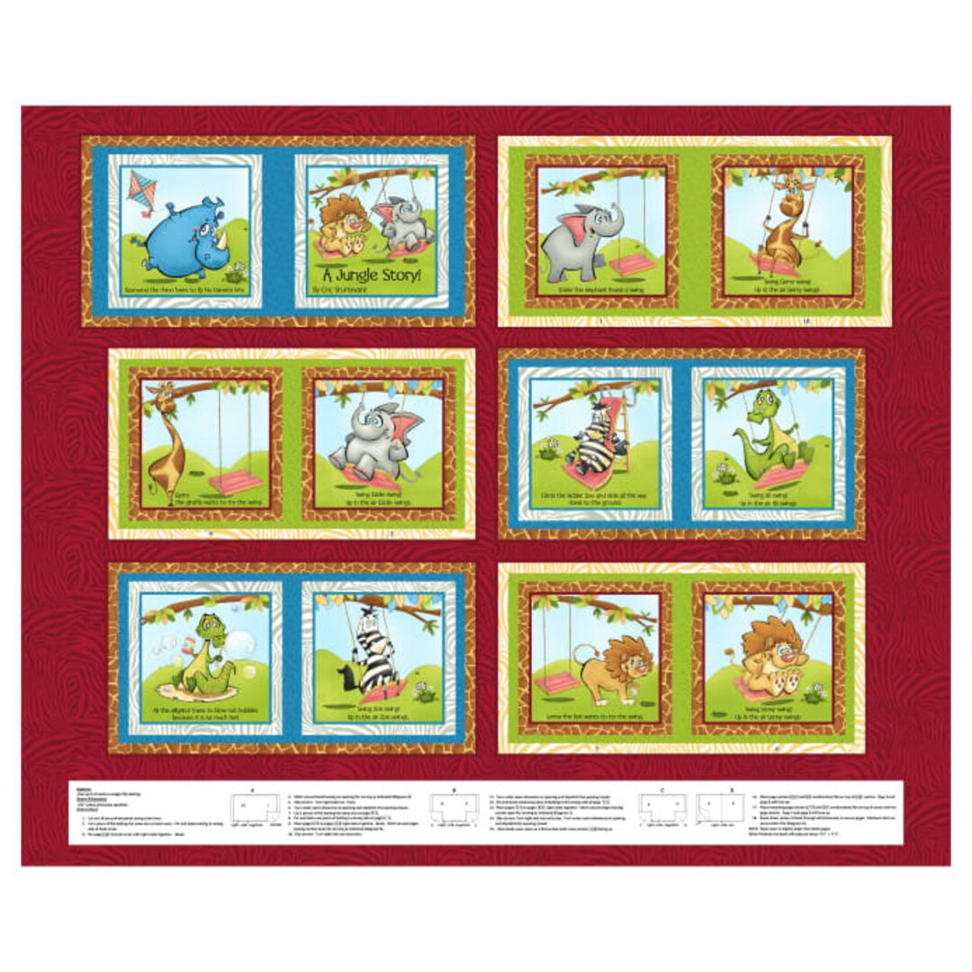A Jungle Story, Fabric Book Panel, Studio E, Eric Sturtevant, 100% Soft ...