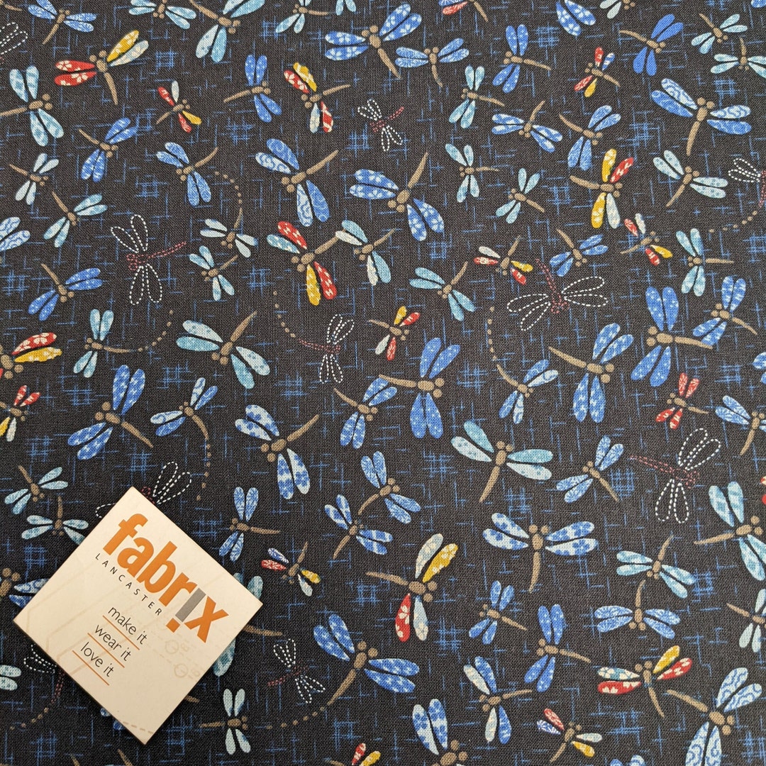 Japanese Fabric, Dragonflies, Dragonfly, Japanese Print, 100% Cotton ...