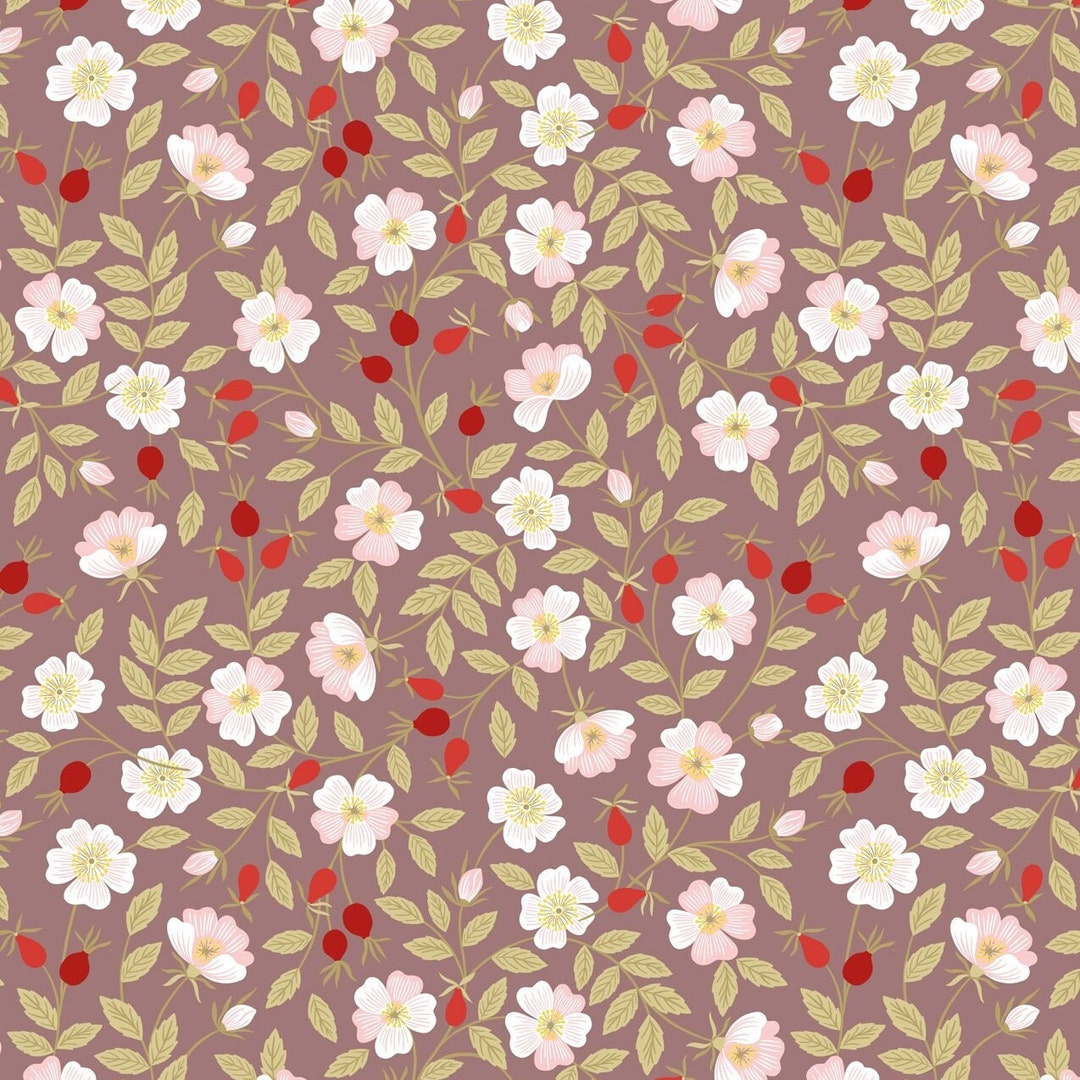 Lewis & Irene - Evergreen, Dog Roses, 100% Quilting Cotton, Fabric ...