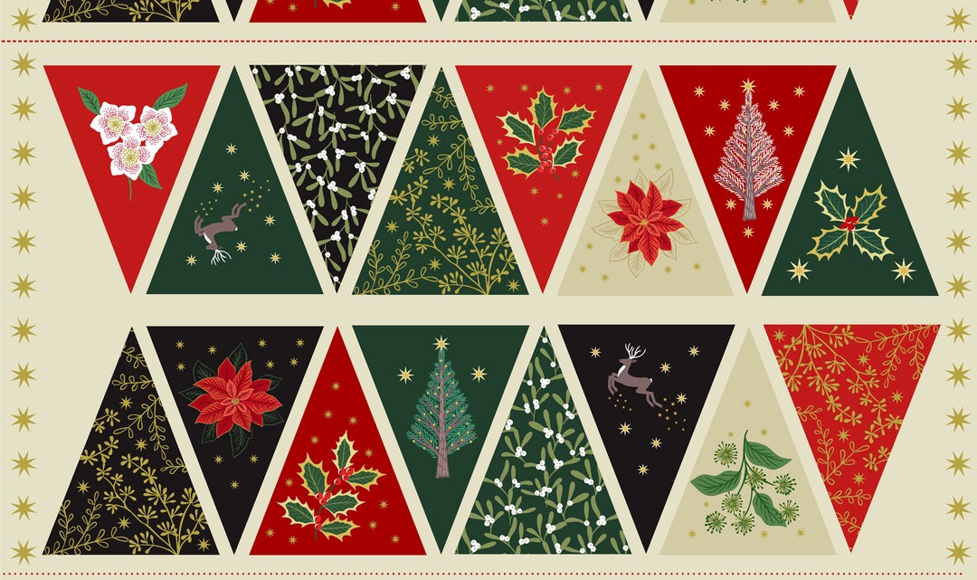 Lewis & Irene 'yuletide' Bunting Panel, 100% Quilting Cotton, Fabric ...