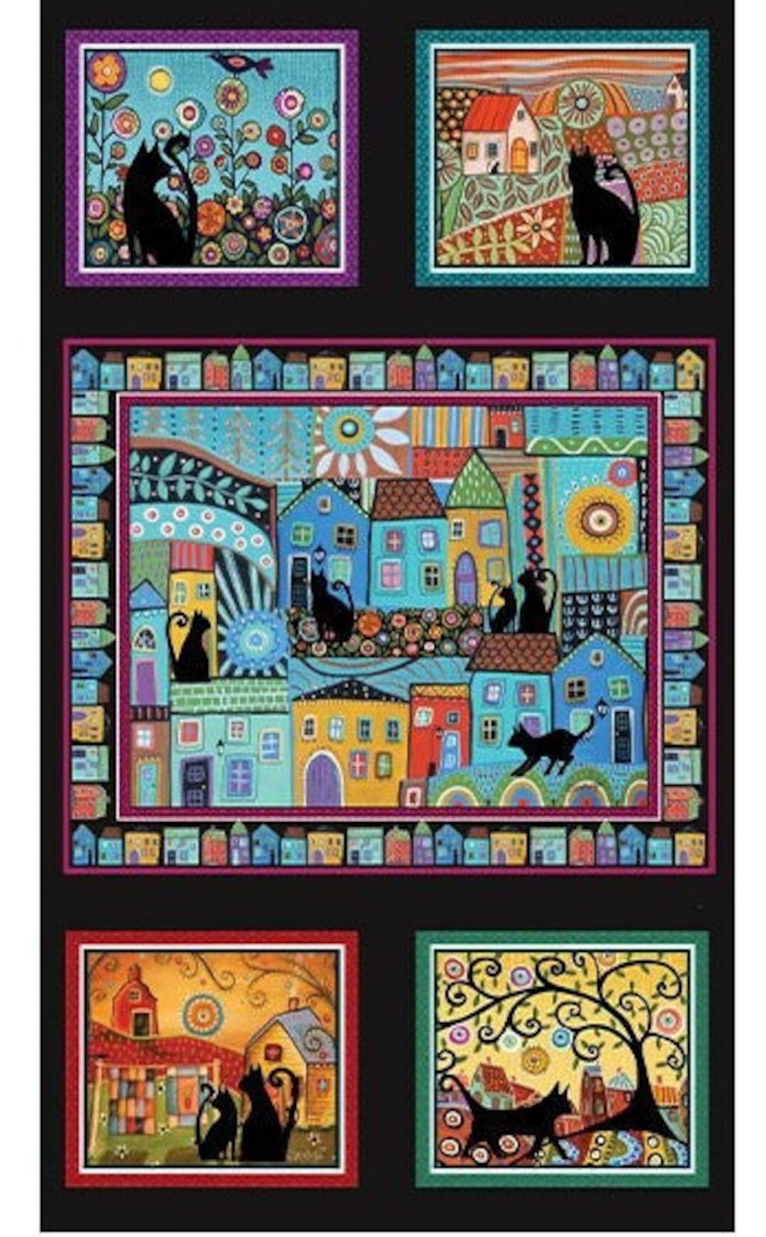 Folktown Cats - Karla Gerard, Quilting, Patchwork, 100% Cotton, Fabric ...