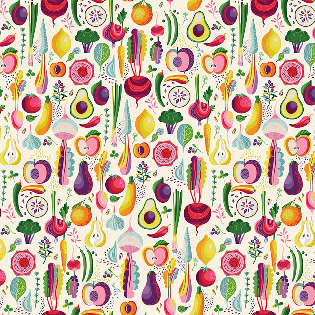 Floribunda, Clothworks, Fabric, Flowers, Vegetables, Floral Fabric, 100 ...