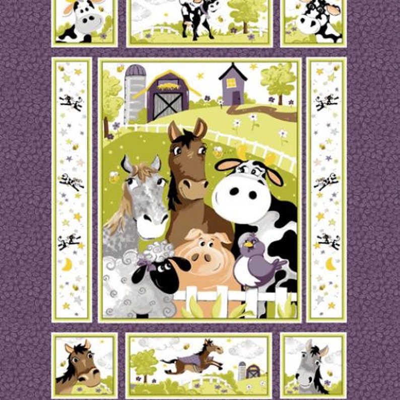 Fabric Panel 90 X 112cms World of Suzybee Barnyard Buddies - Etsy