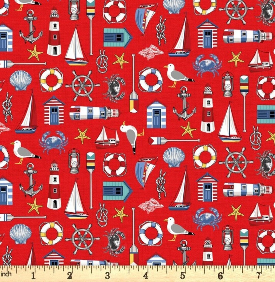 Makower Nautival Icons, Seaside, Patchwork, 100% Quilting Cotton ...