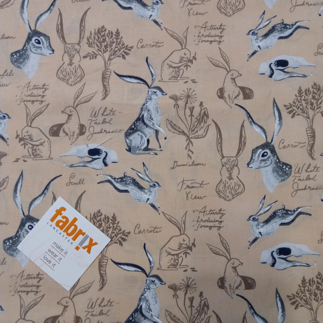 Rabbit Study, Rae Ritchie, Rabbits, Dear Stella, 100% Quilting Cotton ...