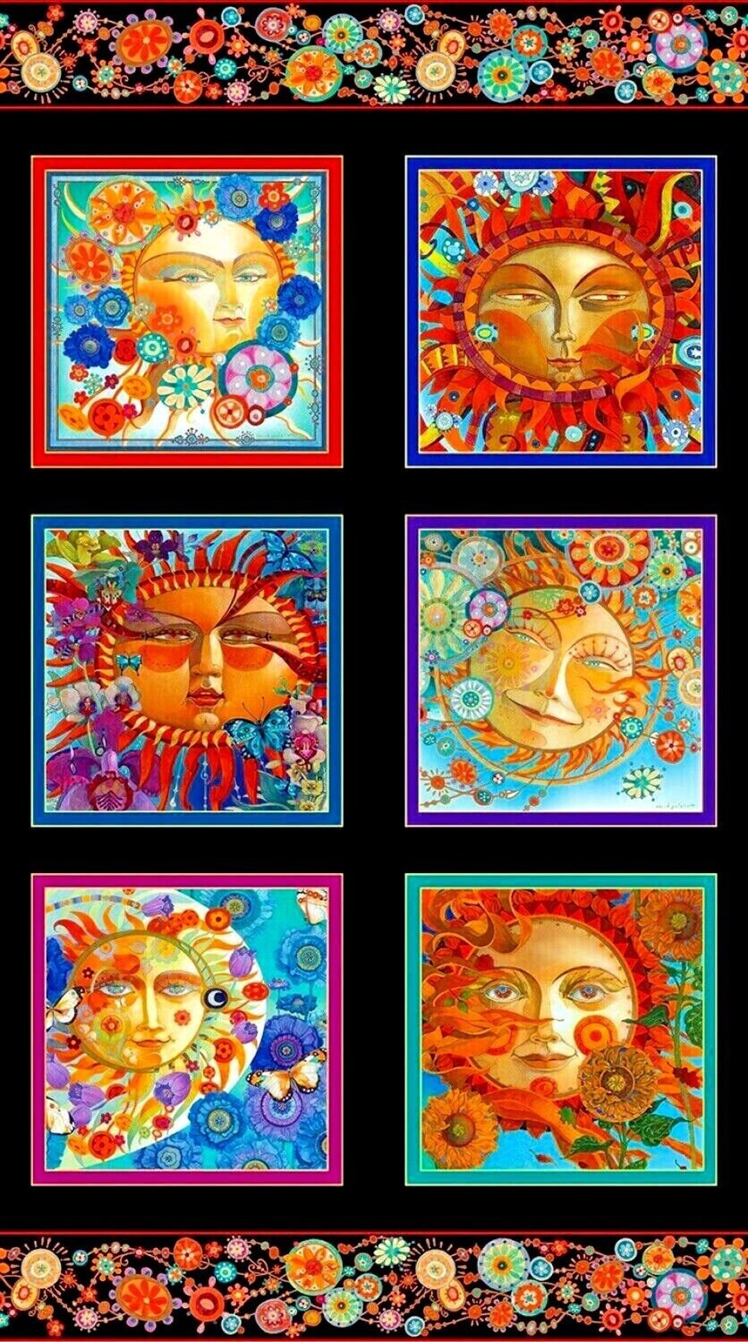 Fabric Quilt Panel 65 X 112cms, Seasons of the Sun - David Galchutt ...