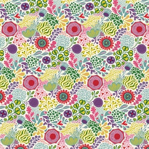 Floribunda, Clothworks, Fabric, Flowers, Vegetables, Floral Fabric, 100 ...