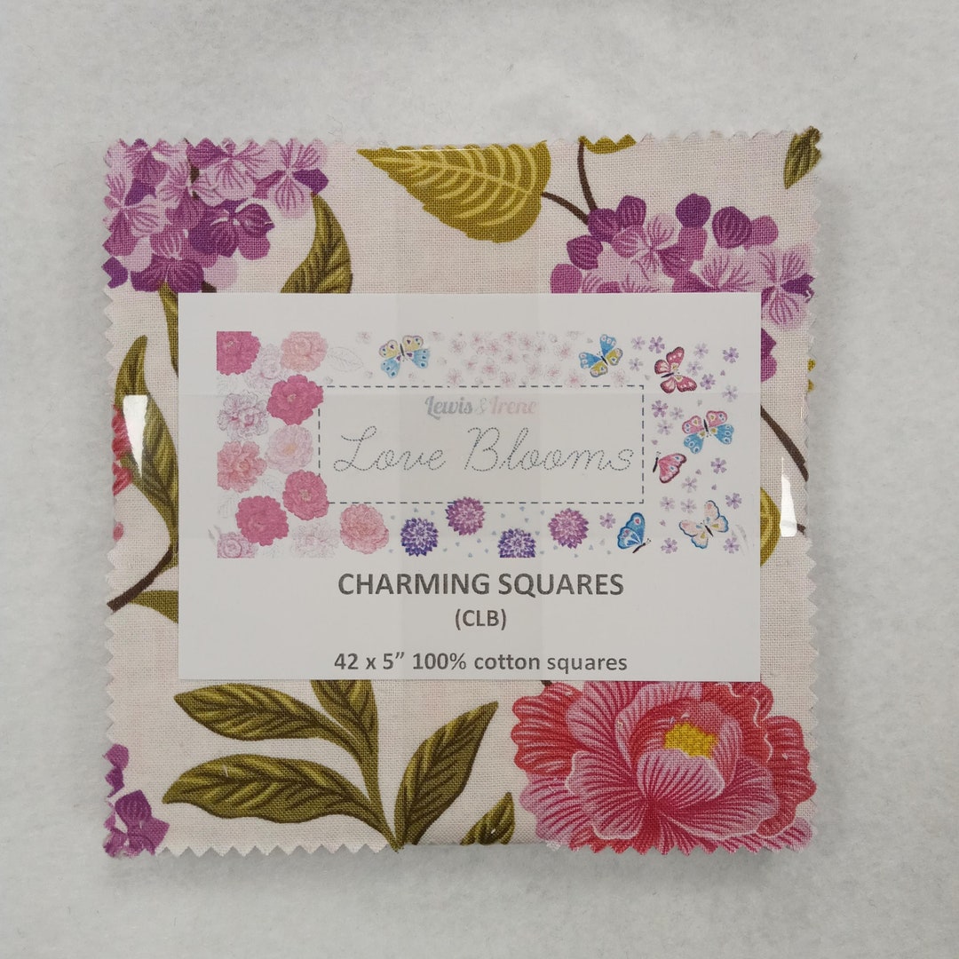 100% Cotton Charm Pack, 42 X 5'' Squares, Lewis & Irene, Love Blooms ...