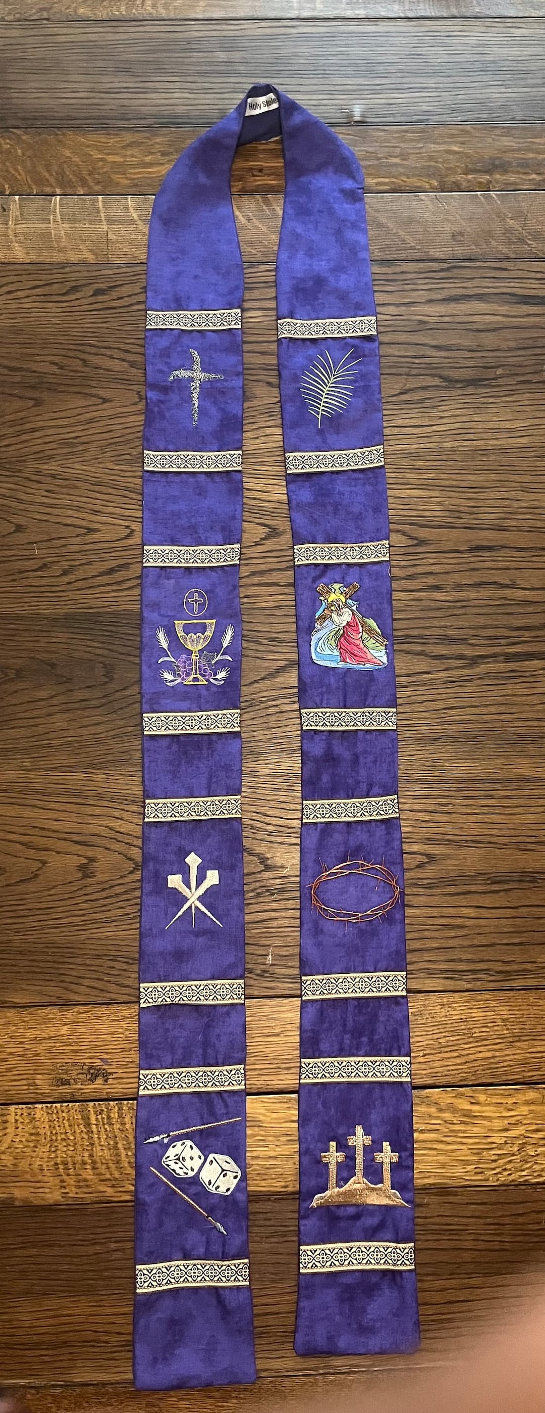 LENTEN Stole....powerful Purple Embroidered Stole Follows Jesus From ...