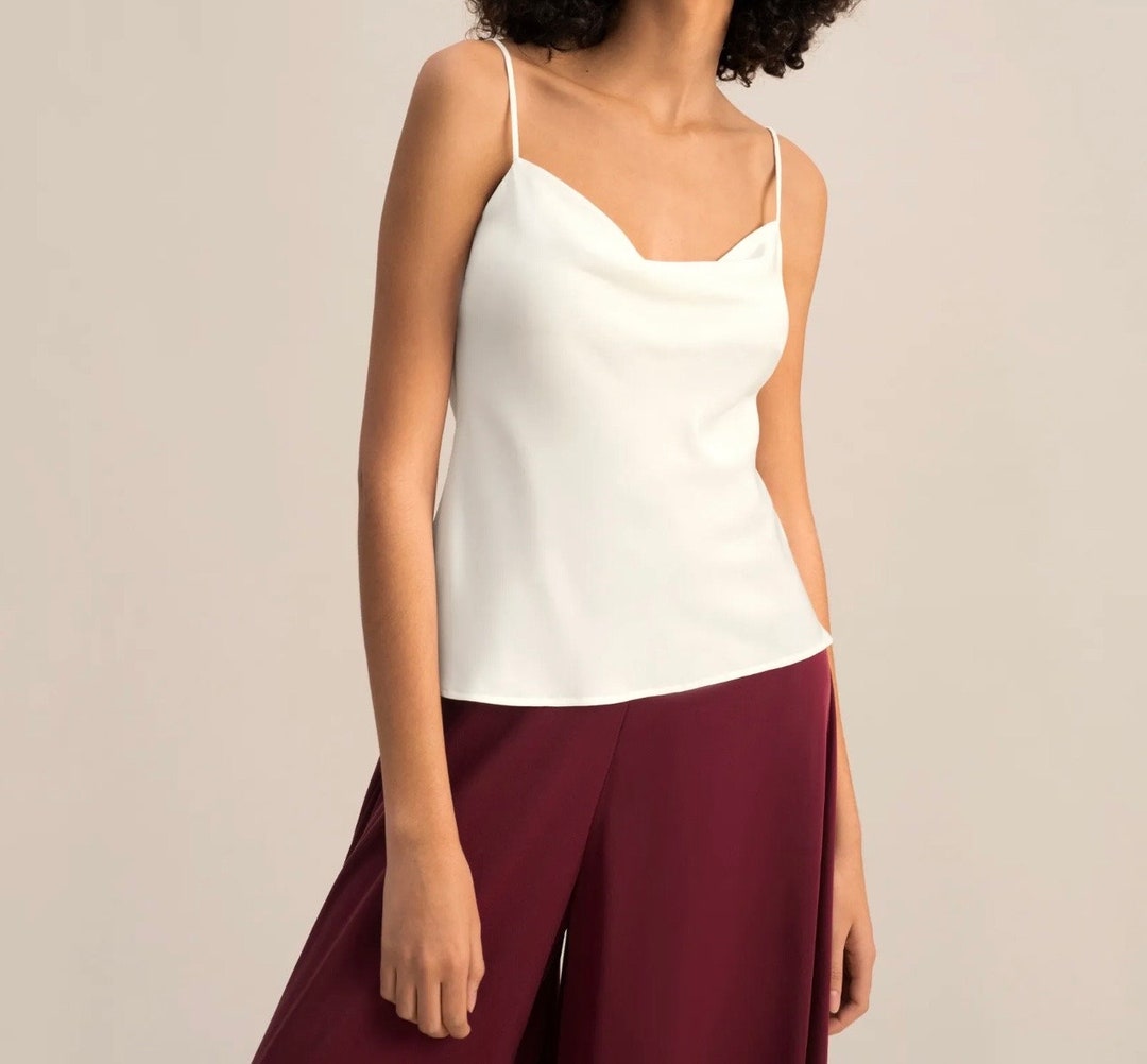 100% Silk Satin Cowl Neck Top, Cowl Neck Cami Top, Bridesmaids Cami ...