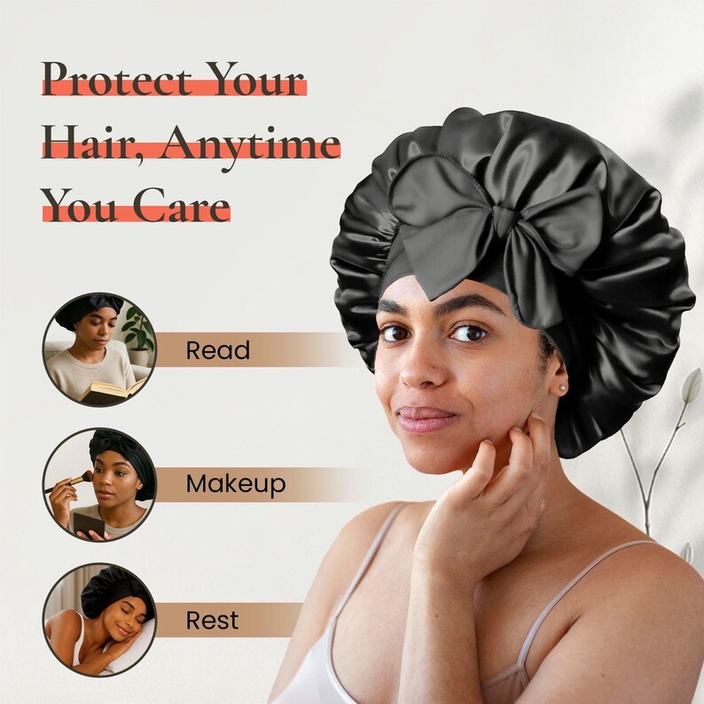 Adjustable Satin Sleep Bonnet | Curly Hair Protection - Etsy