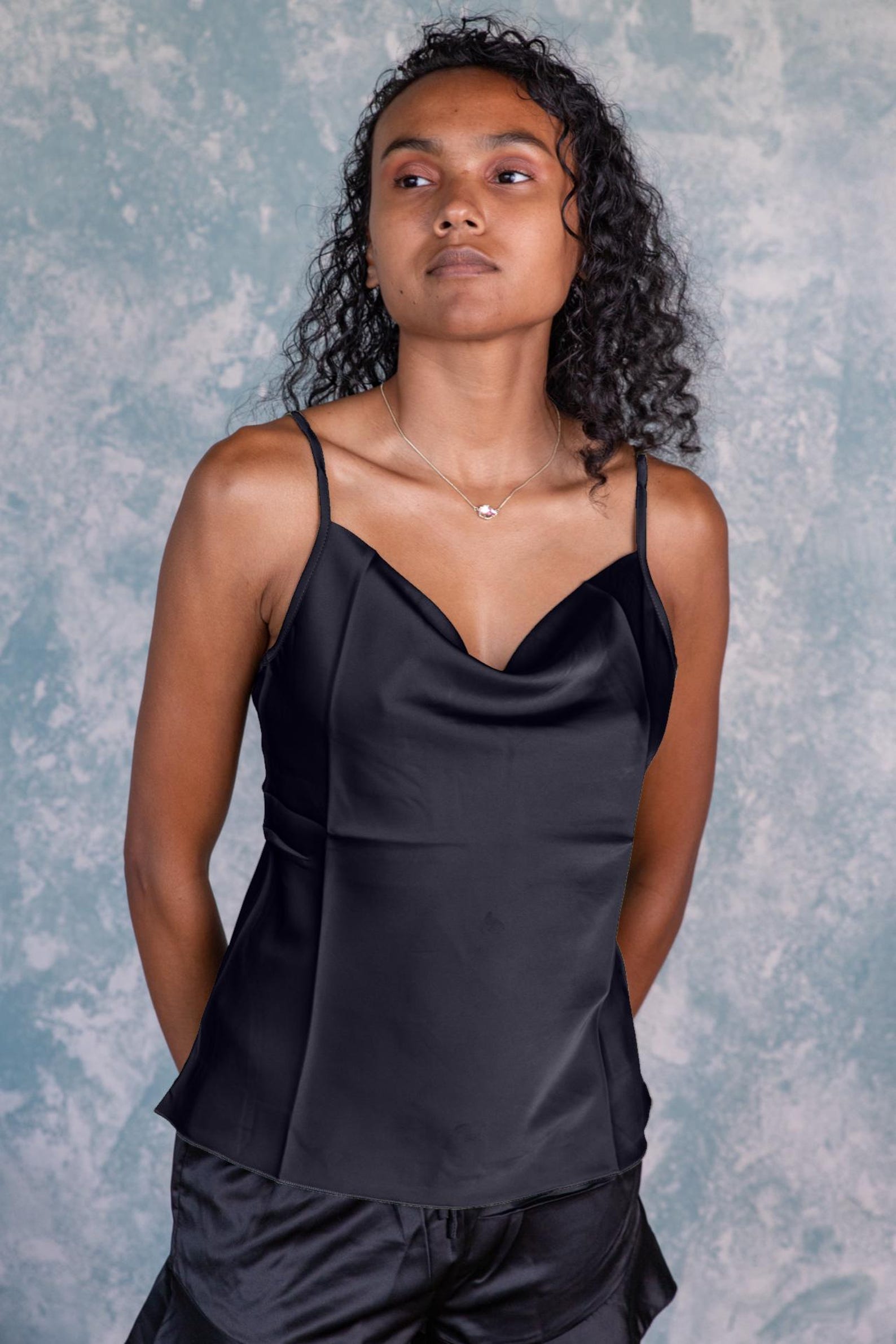 100% Silk Satin Cowl Neck Top, Cowl Neck Cami Top, Bridesmaids Cami ...