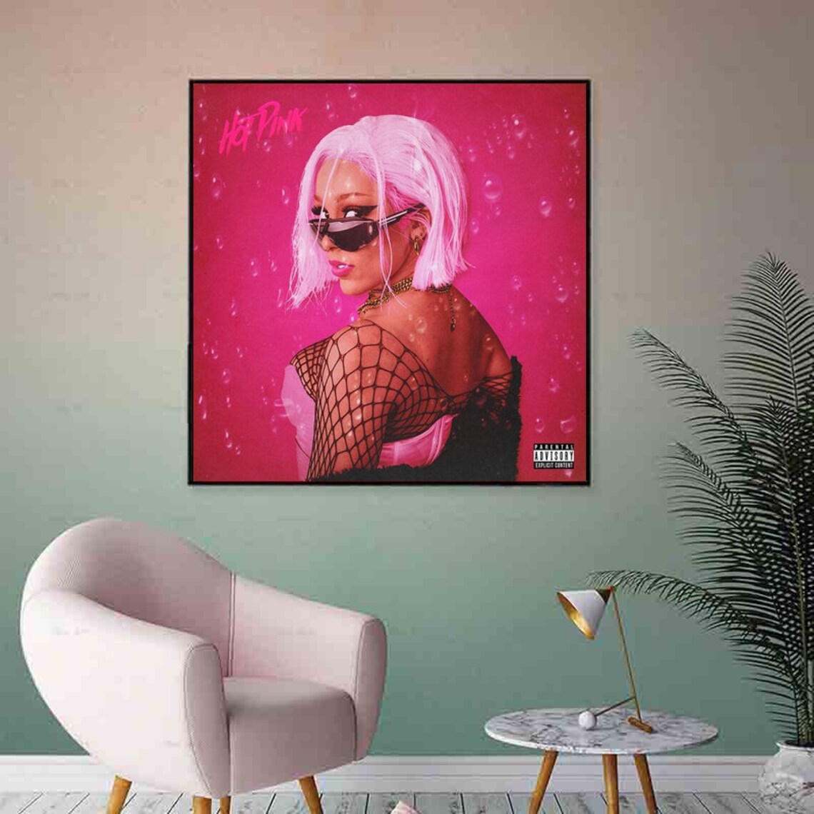 Doja Cat Hot Pink Music Album Cover Celebrity Art Canvas Etsy