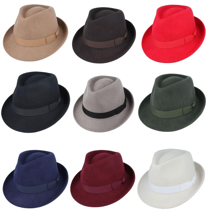 Personalized Wool Trilby Hat: Handmade Crushable Waterproof Grosgrain ...
