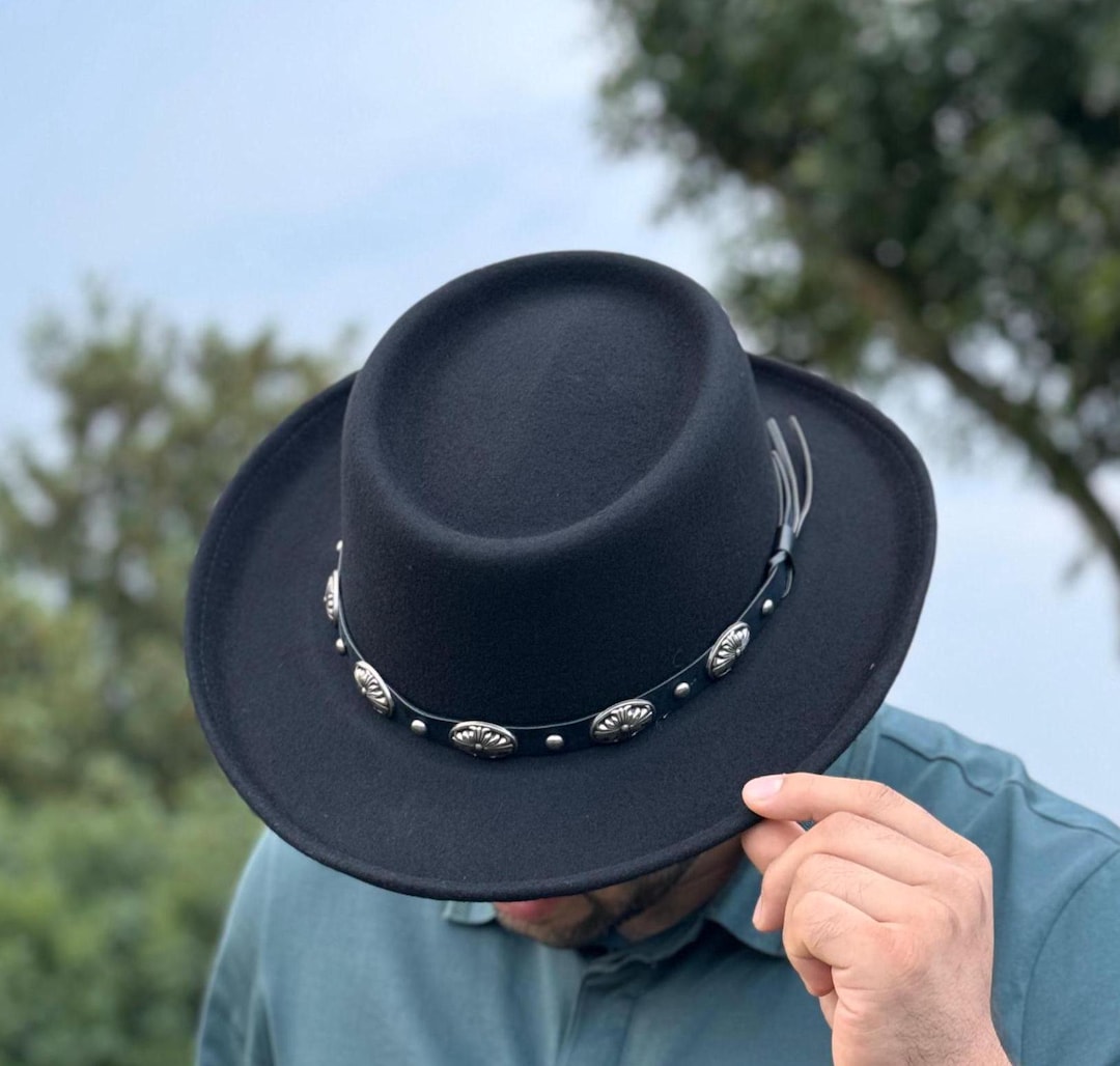 Customizable Wool Felt Gambler Hat: Wide Brim Cowboy Style - Etsy