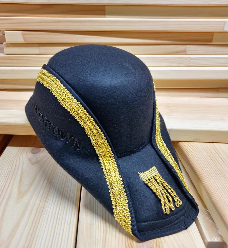 Handcrafted Felt Tricorn Hat With Gold Trim - 18th Century Style Bicorn ...