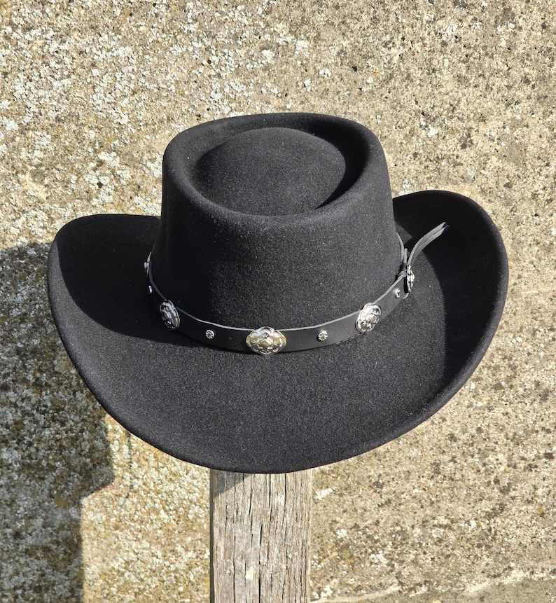 Customizable Wool Felt Gambler Hat: Wide Brim Cowboy Style - Etsy