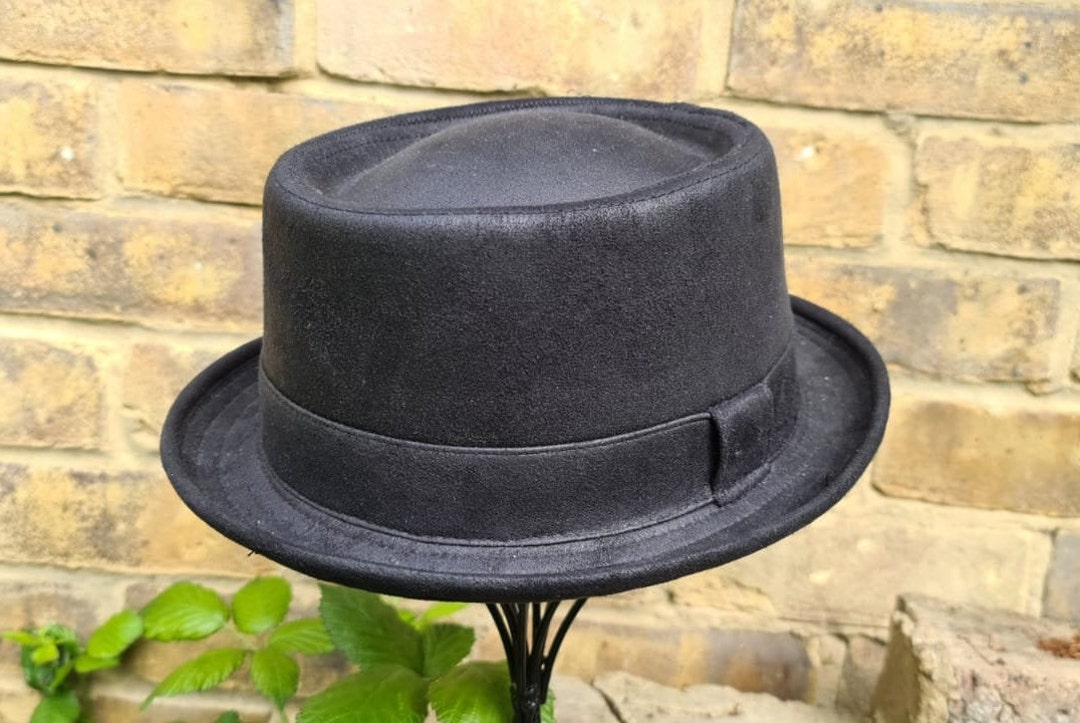 Personalized Cotton Pork Pie Hat: Handmade Leather Look, Water ...