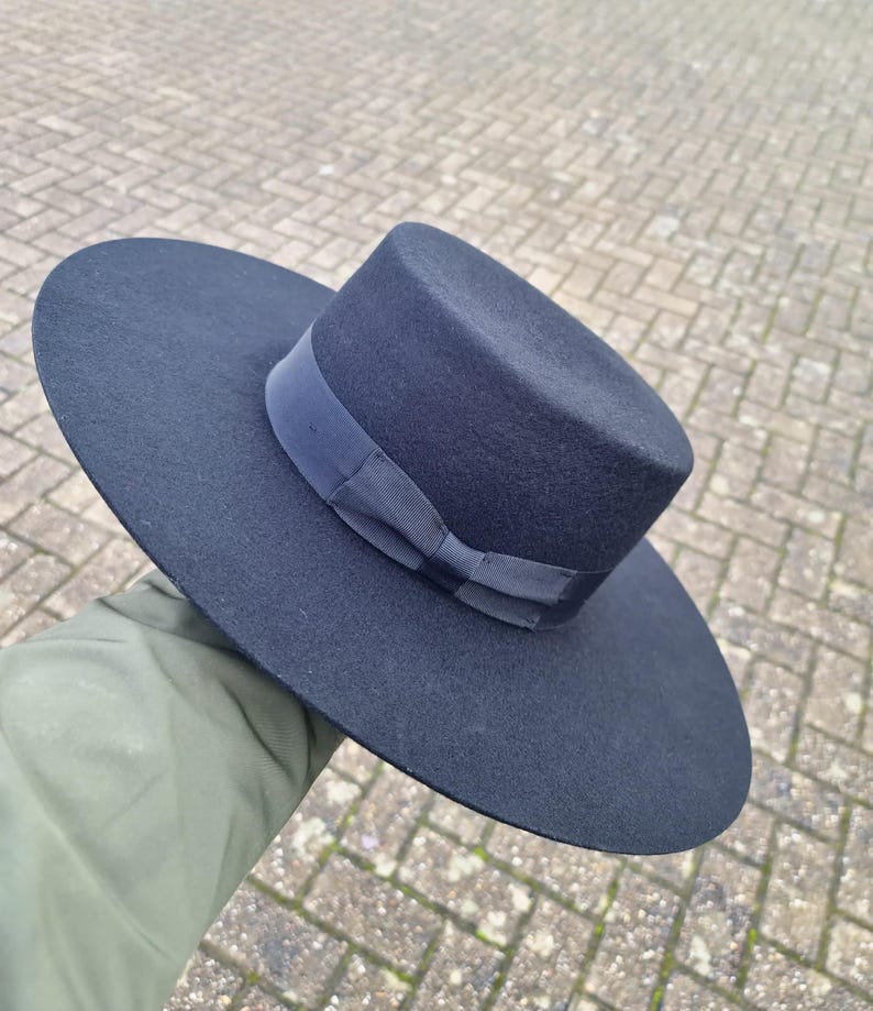 Personalized Wool Felt Boater Hat: Wide Brim Gaucho Hat - Etsy