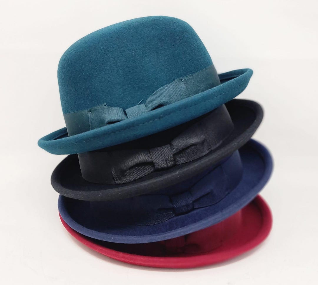 Personalized Classic Bowler Hat Soft Crushable Fur Felt Derby ...