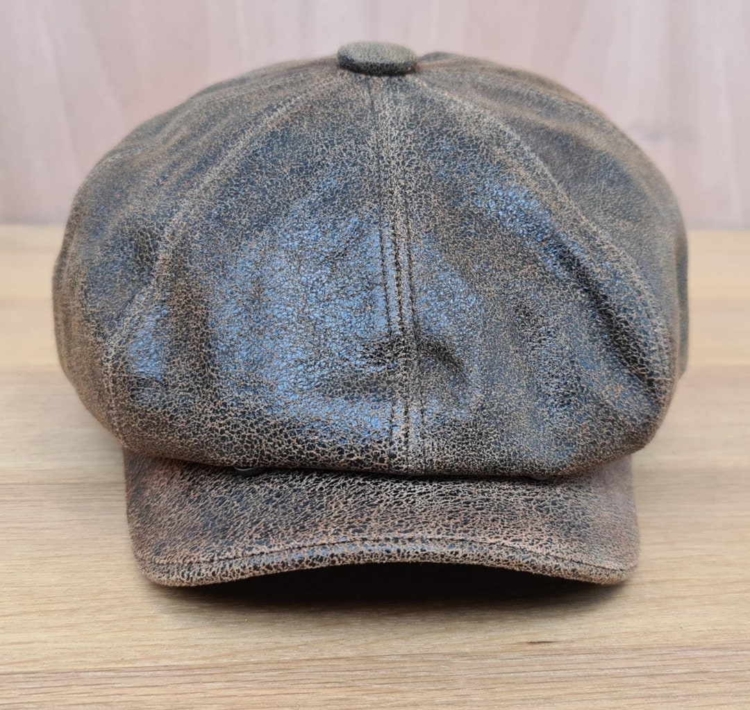 Brown Handmade Genuine Leather Peaky Blinder Cap 100% Sheep Skin ...