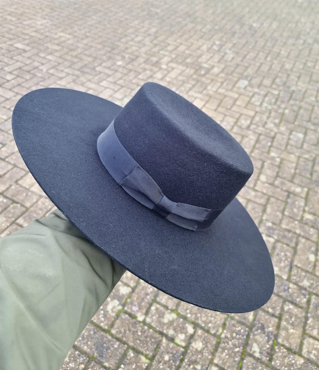 Personalized Black Wool Felt Bolero Hat: Wide Brim Gaucho, Customizable ...