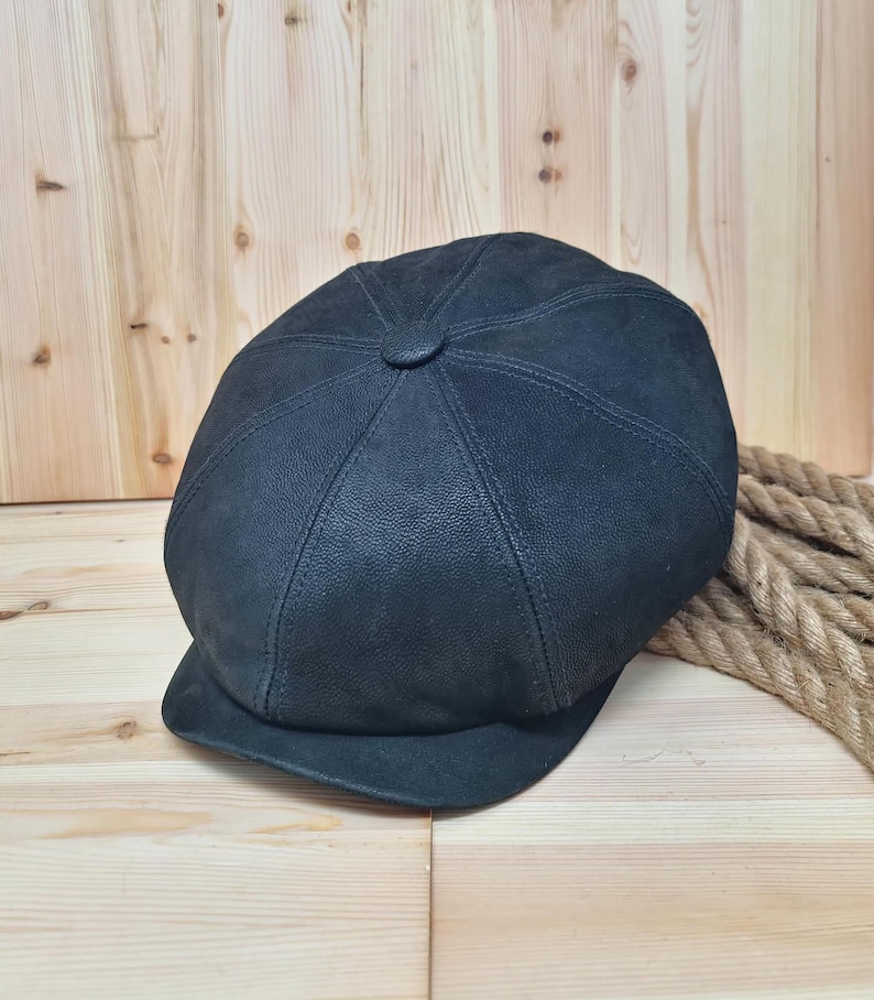 Handcrafted Sheepskin Leather Newsboy Cap: Eight-panel Peaky Blinder ...