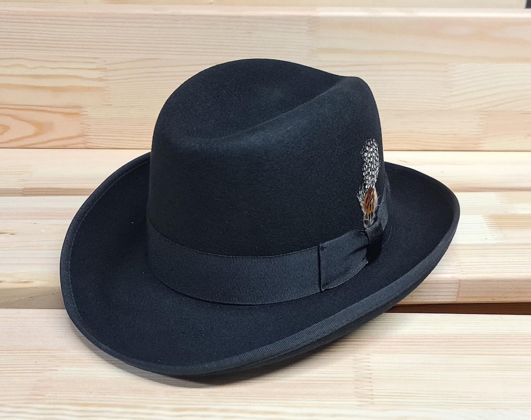 Handmade Wool Homburg Hat: Classic Churchill Style With Satin Lining - Etsy