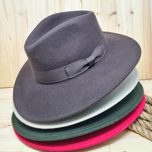 Crushable Wool Fedora: Customizable Wide Brim Hat, Branding Iron Option - Etsy