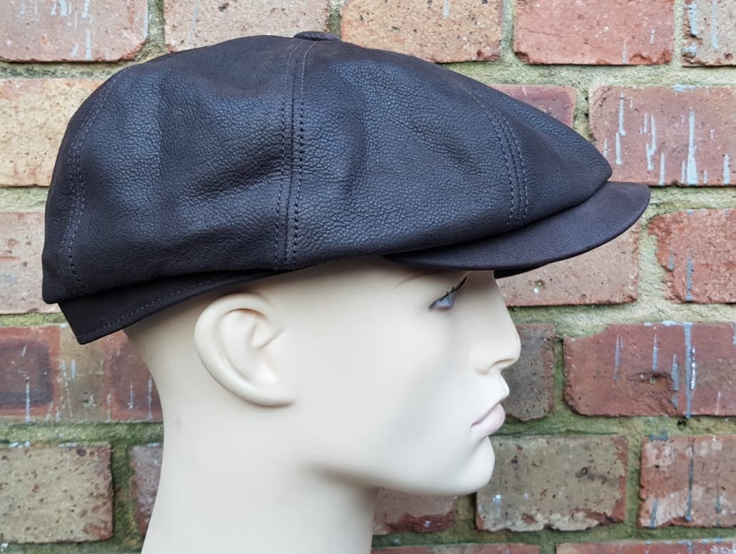 Newsboy Leather Cap Leather Peaky Blinder Cap Eight Panel Cap | Etsy