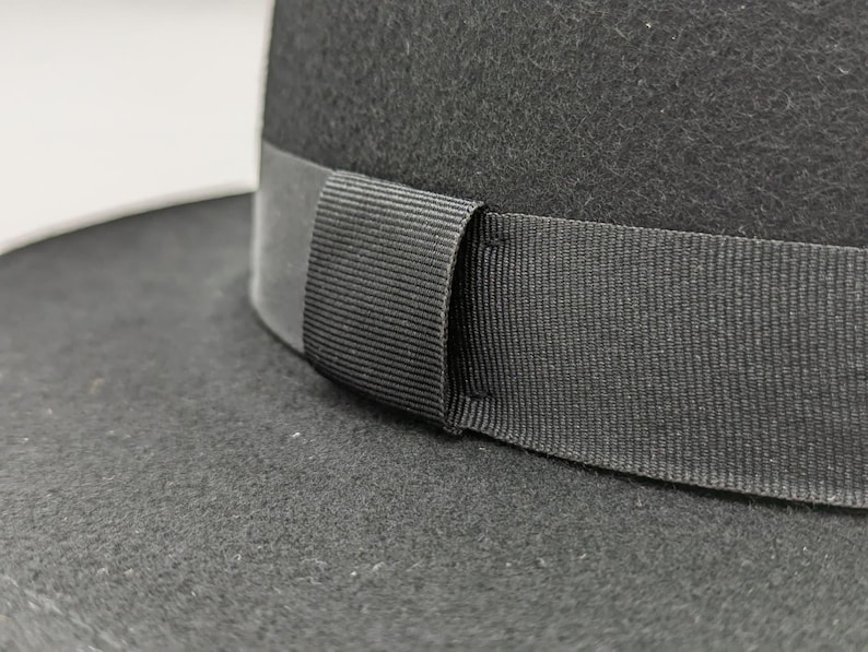 Black Wool Felt Boater Hat: Wide Brim, Custom Branding Option - Etsy