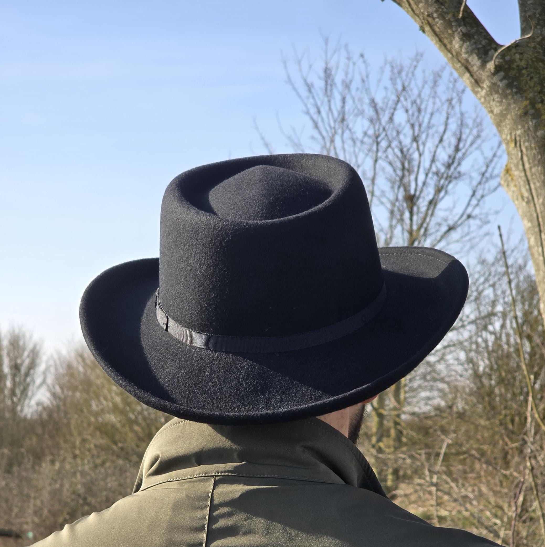 Customizable Wool Felt Gambler Hat: Wide Brim, Personalized Branding ...