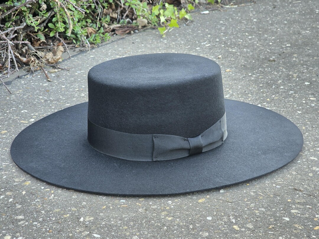Personalized Wool Felt Boater Hat: Wide Brim Gaucho Hat - Etsy
