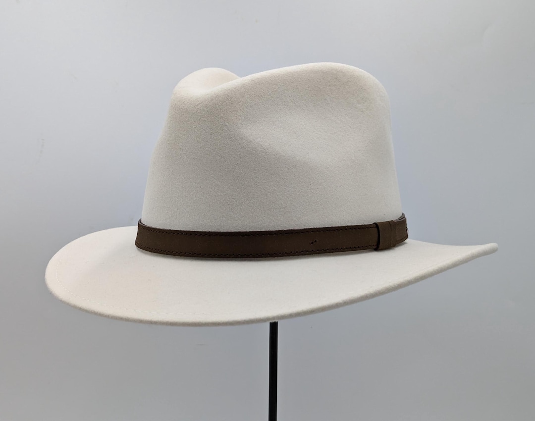 Crushable Wool Felt Fedora: Handmade Trilby Hat With Leather Band - Etsy