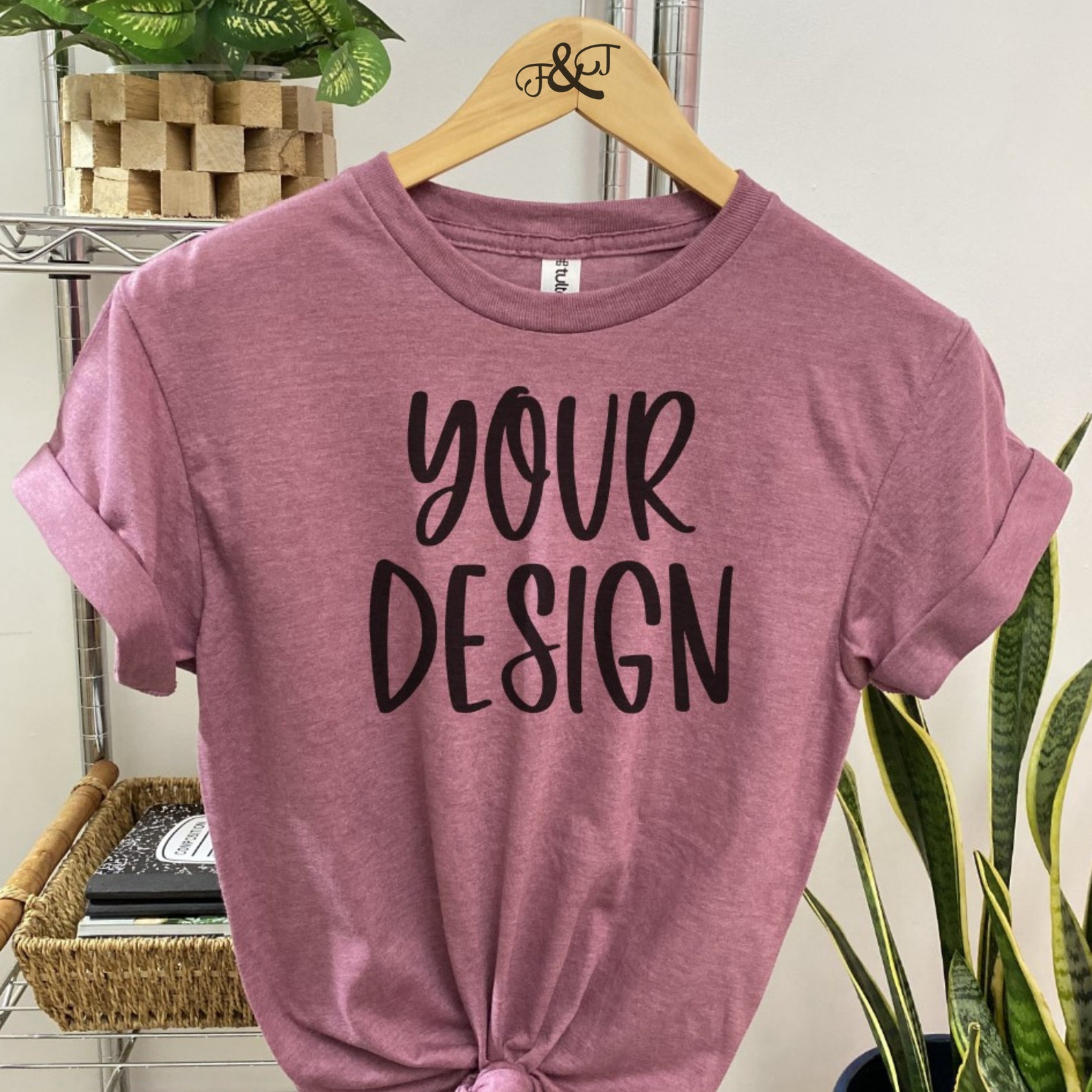 Minimal Tultex 202 Heather Cassis Tshirt Mock UP - Etsy España