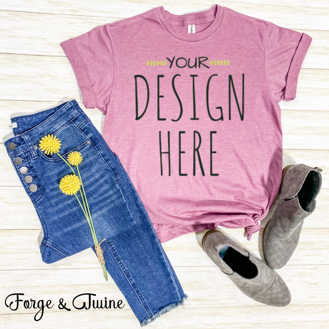 Tultex 202 Heather Cassis Tshirt Mock UP - Etsy