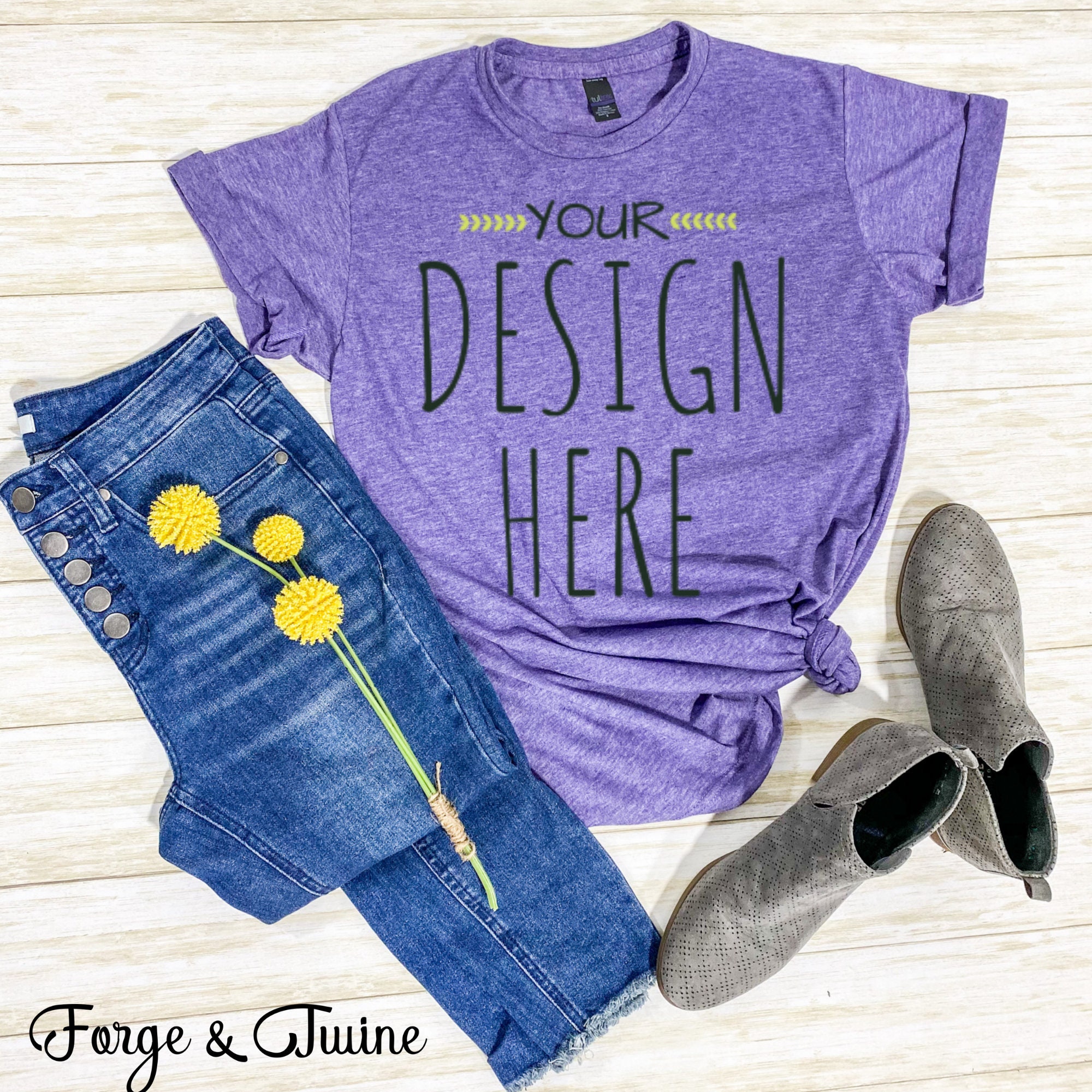 Tultex 241 Heather Purple Tshirt Mock UP - Etsy