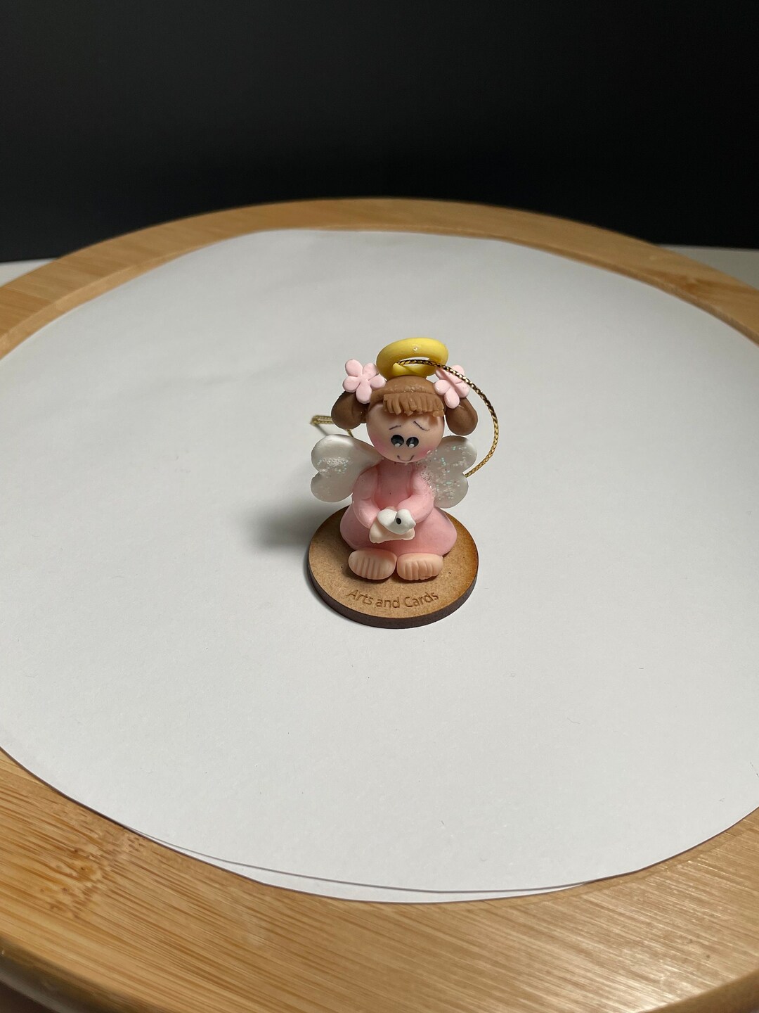 CLAY PINK ANGEL - Handmade Clay Pink Angel With a Pink Dove - Cute Clay ...
