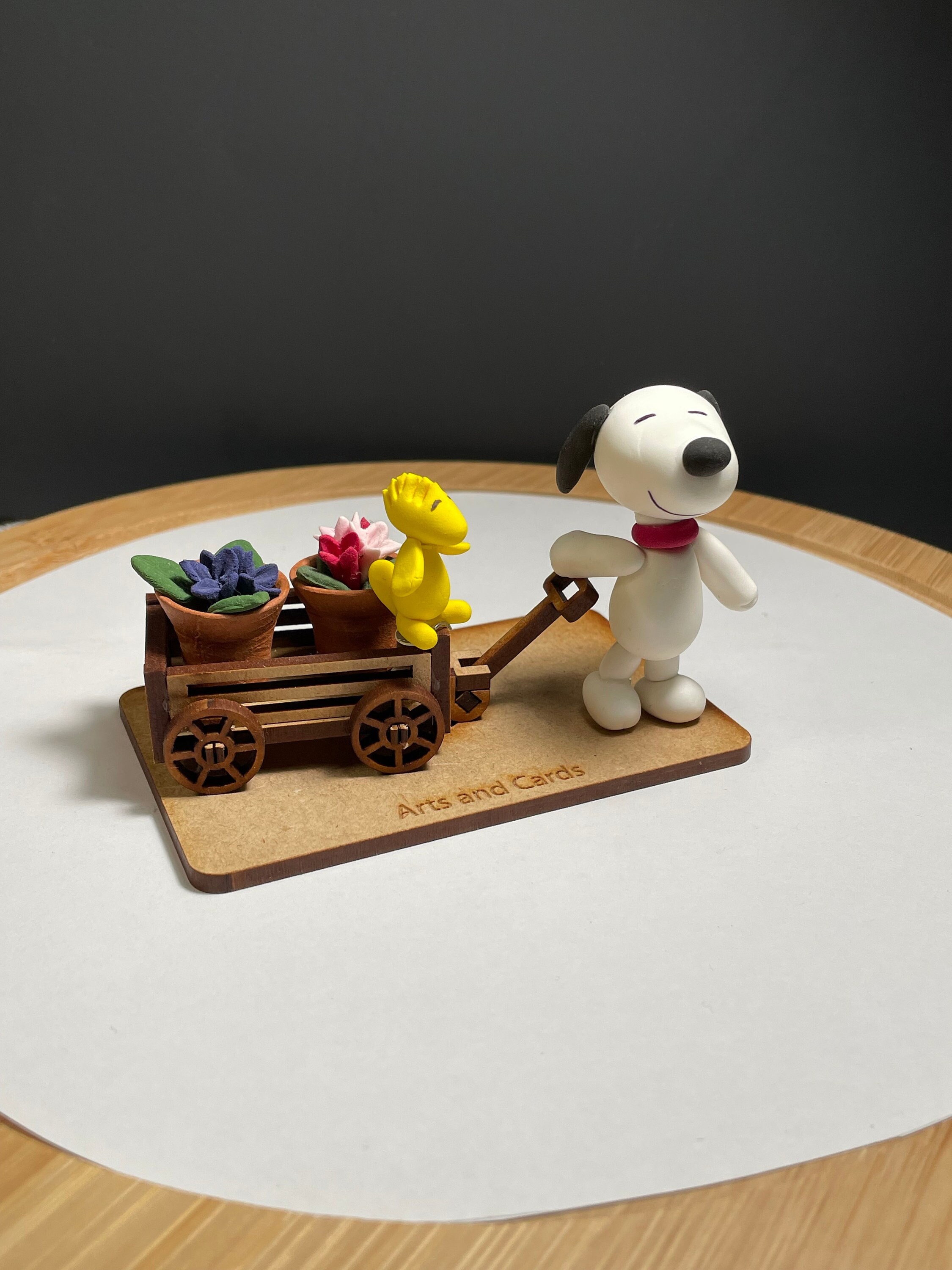 CLAY SNOOPY WAGON - Handmade Clay Snoopy Wagon With Woodstock and ...