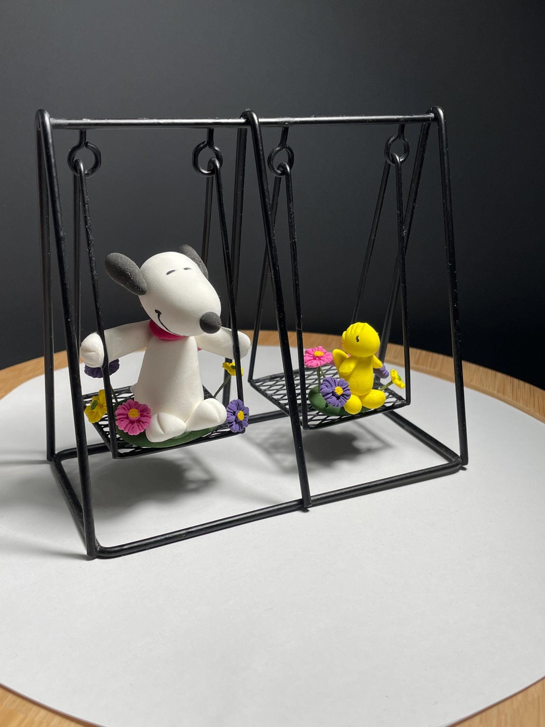 CLAY SNOOPY SWING - Handmade Clay Snoopy Swing Figurine - Cute Snoopy ...