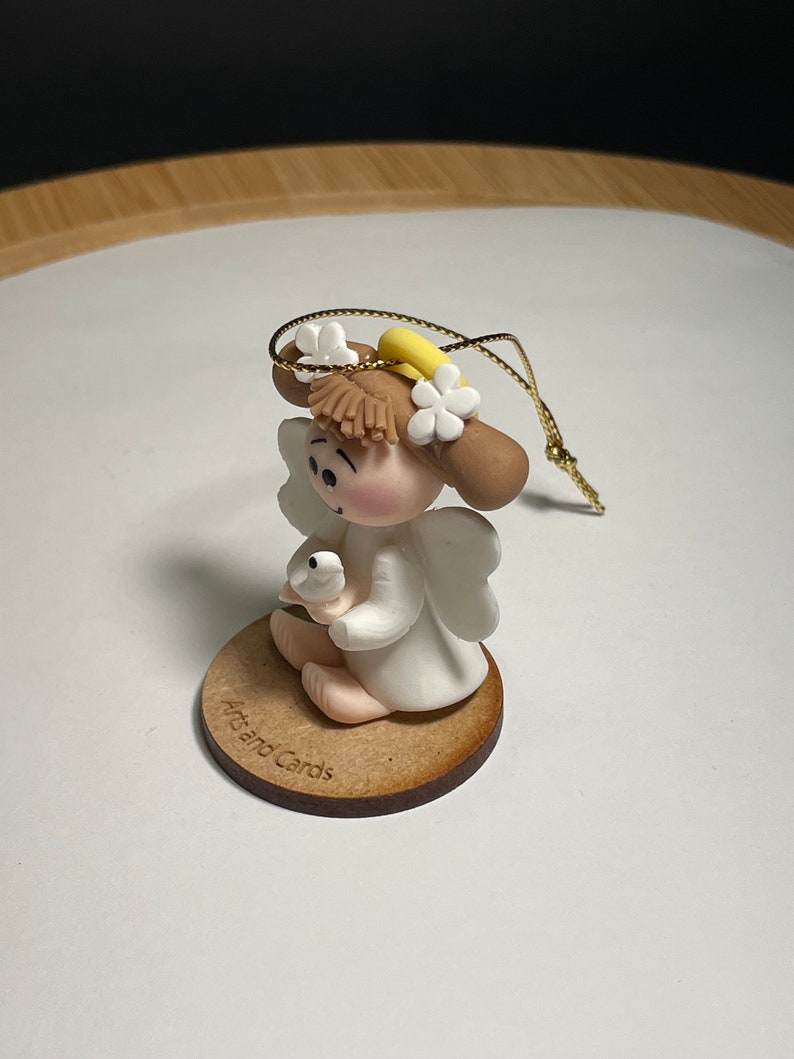 CLAY WHITE ANGEL Handmade Clay White Angel With a White Dove Cute Clay ...