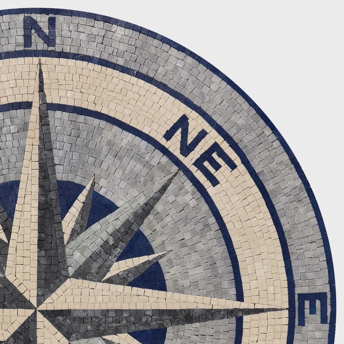 Handmade Marble Mosaic, Compass Rose Medallion, Vintage Nautical Porch ...