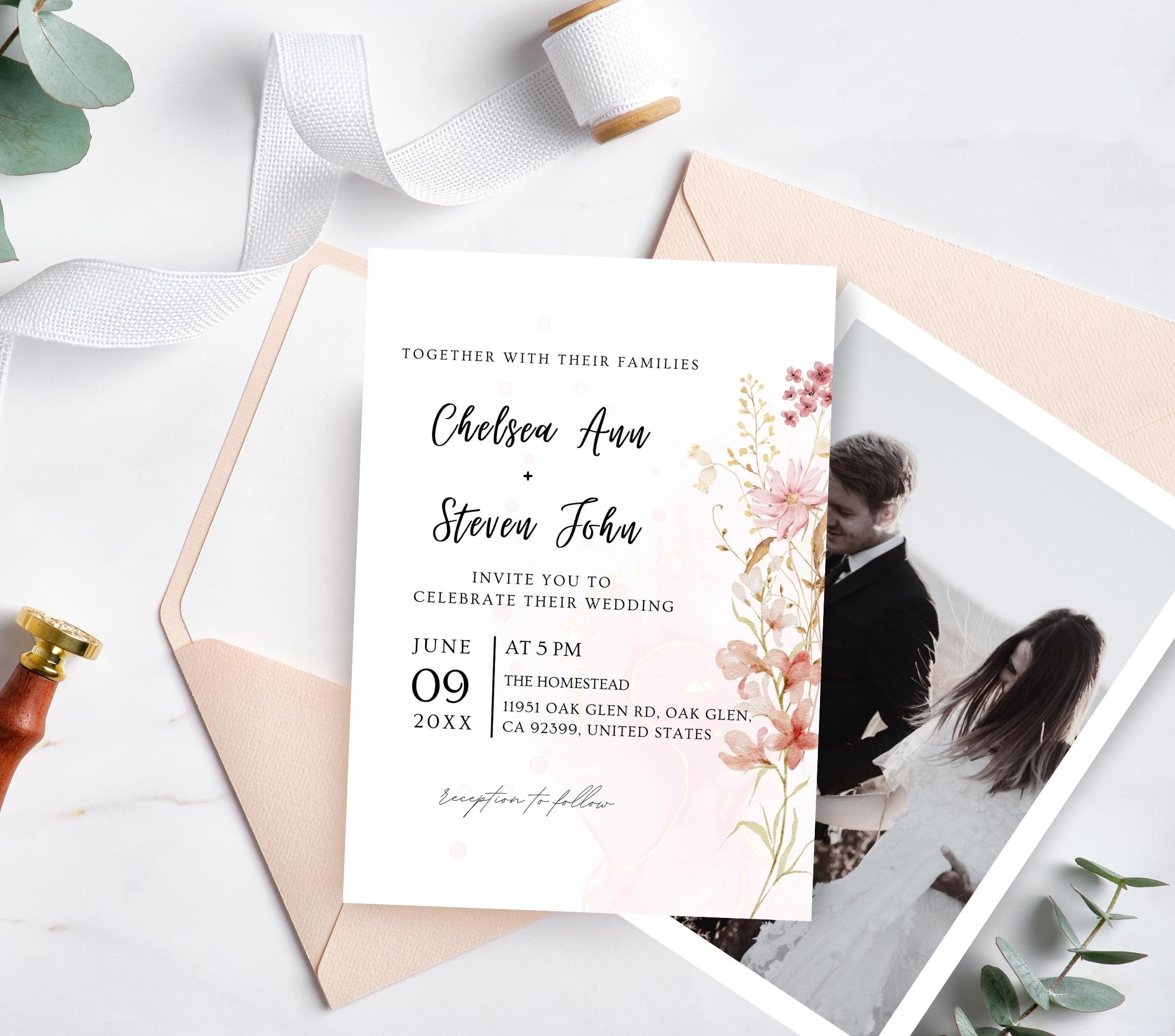Elegant Digital Wedding Invitation Templates Customizable & Printable ...