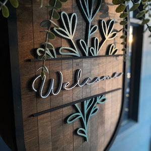 Farmhouse Welcome Door Sign, Wood & Eucalyptus Wreath - Etsy
